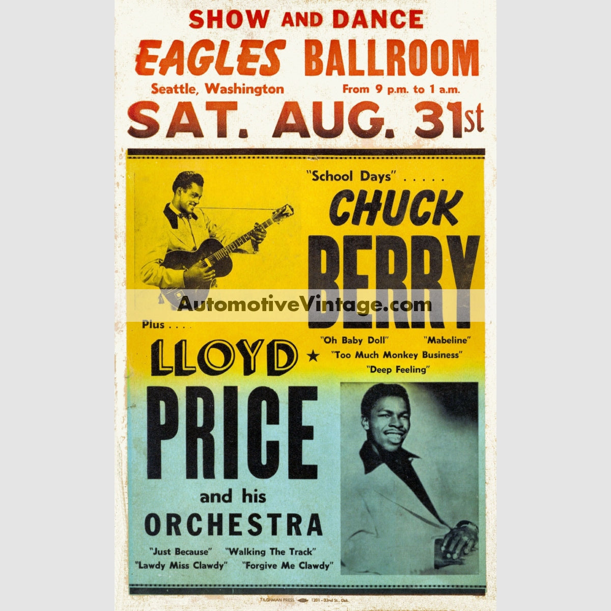 Chuck Berry Nostalgic Music 13" x 19" Concert Poster – Automotive Vintage