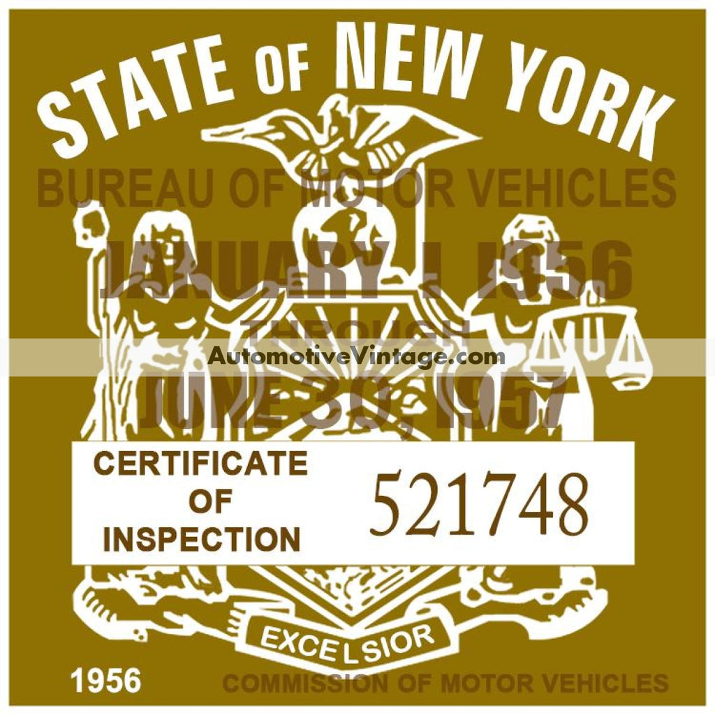 Vintage 1956 New York Windshield Inspection Sticker – Automotive Vintage