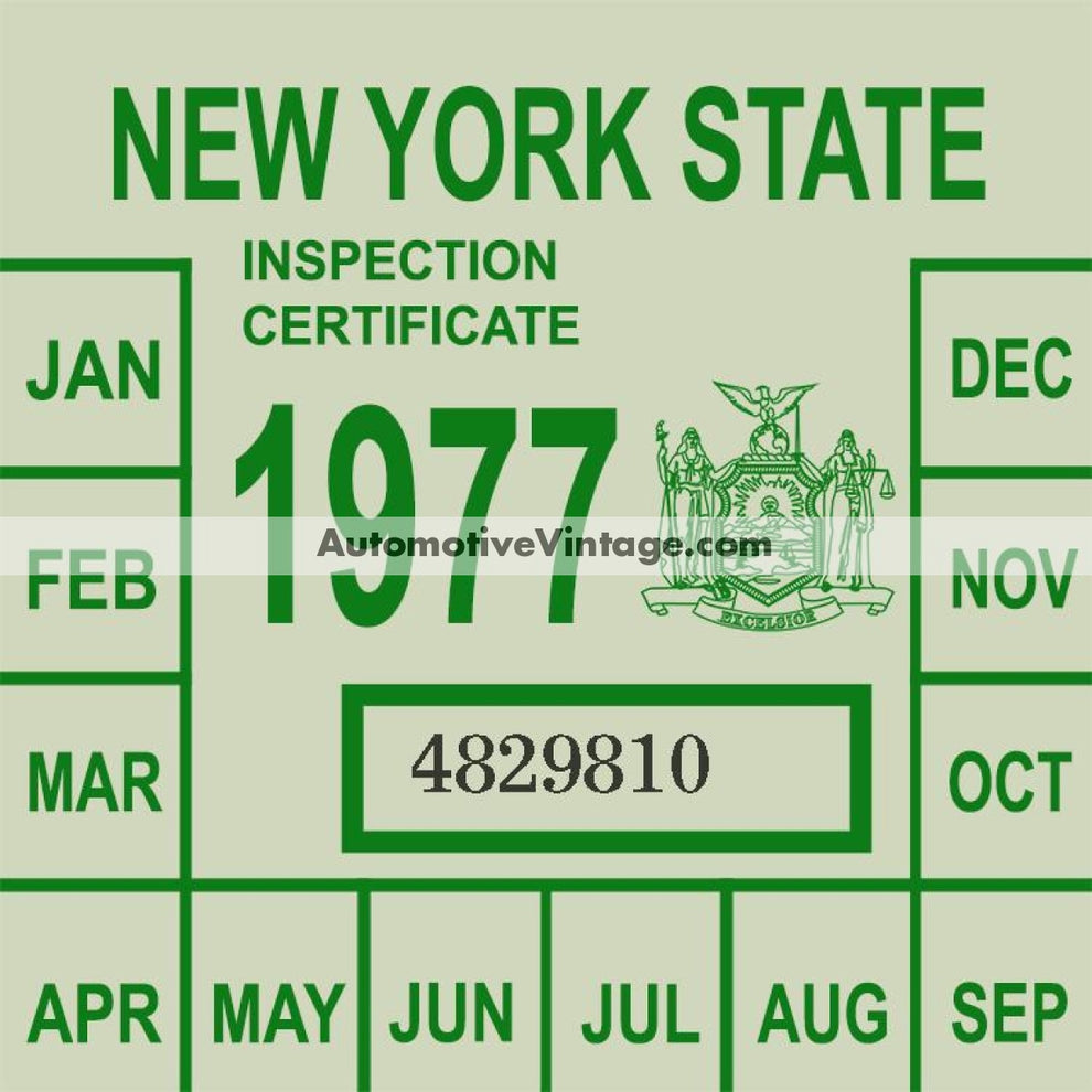 Vintage 1977 New York Windshield Inspection Sticker – Automotive Vintage