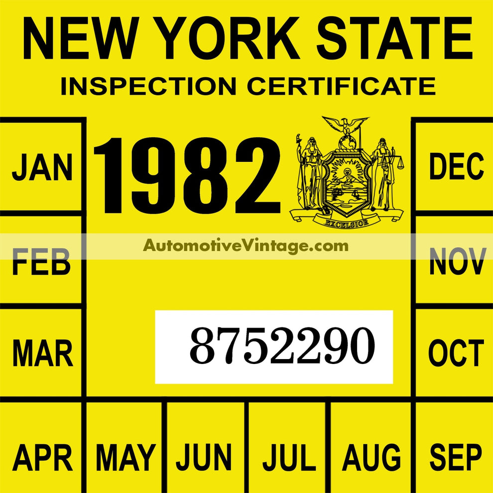 Vintage 1982 New York Windshield Inspection Sticker – Automotive Vintage